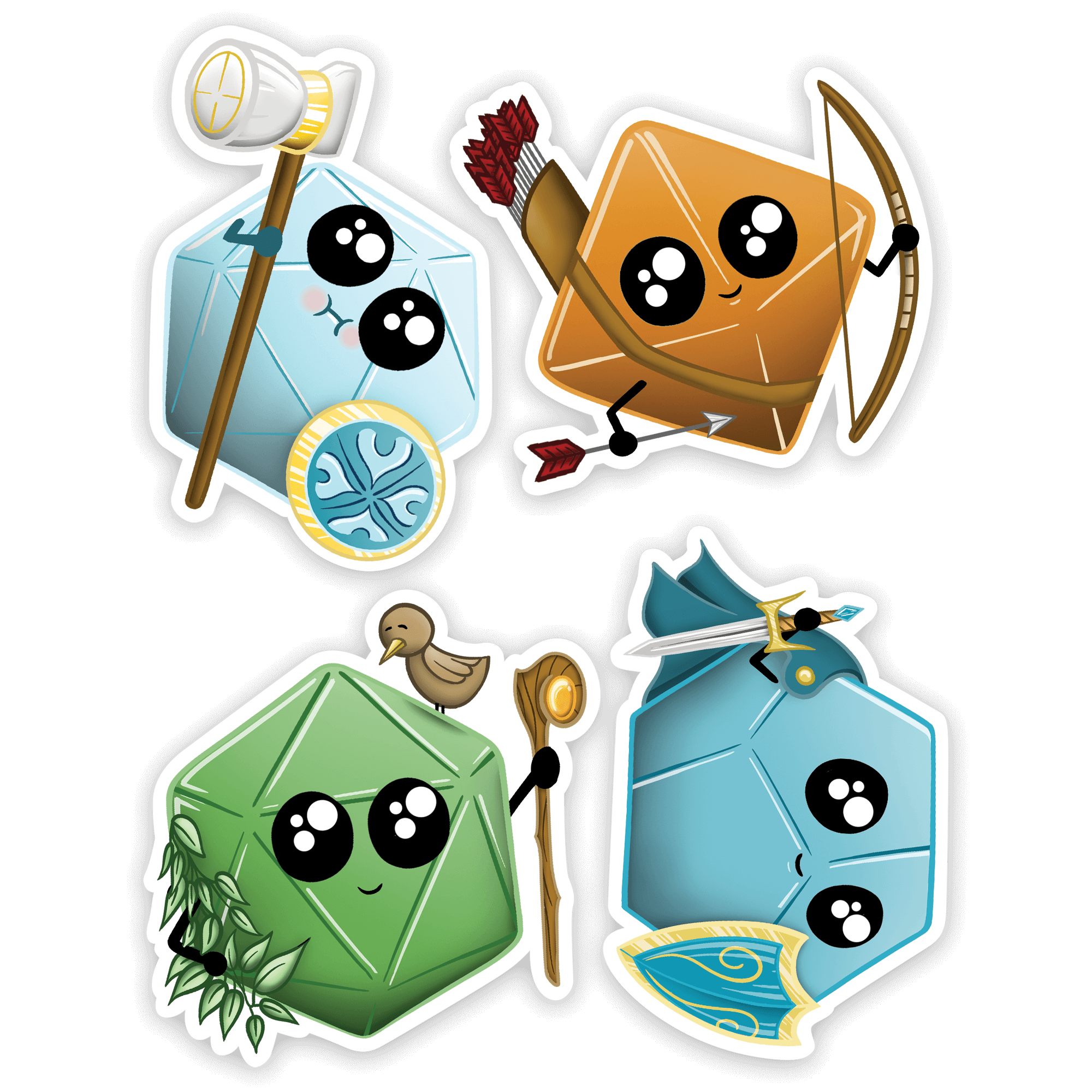 Kawaii Dice Stickers - Adorable TTRPG Companions 🎲