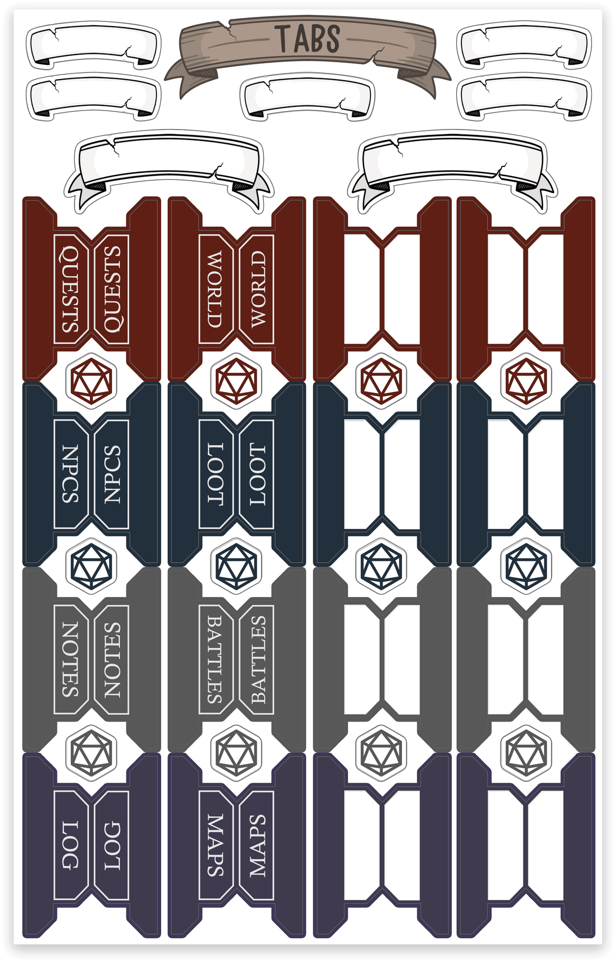 TTRPG Notebook Ministickers - Stickers for organizing notes!