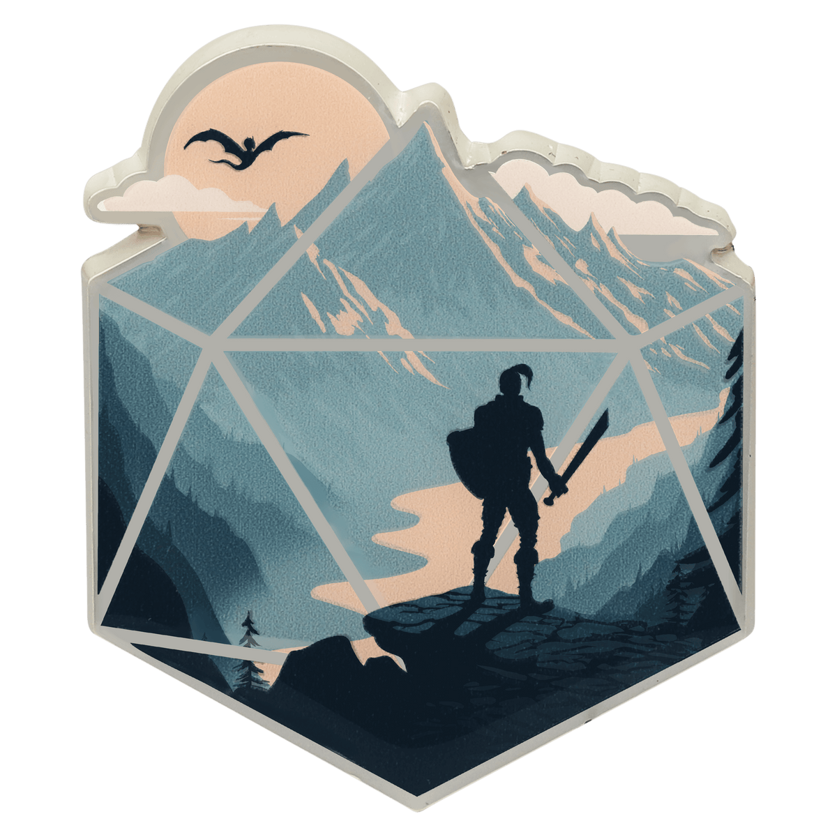 d20 Champion Pin - D&D Inspired Premium Metal Badge