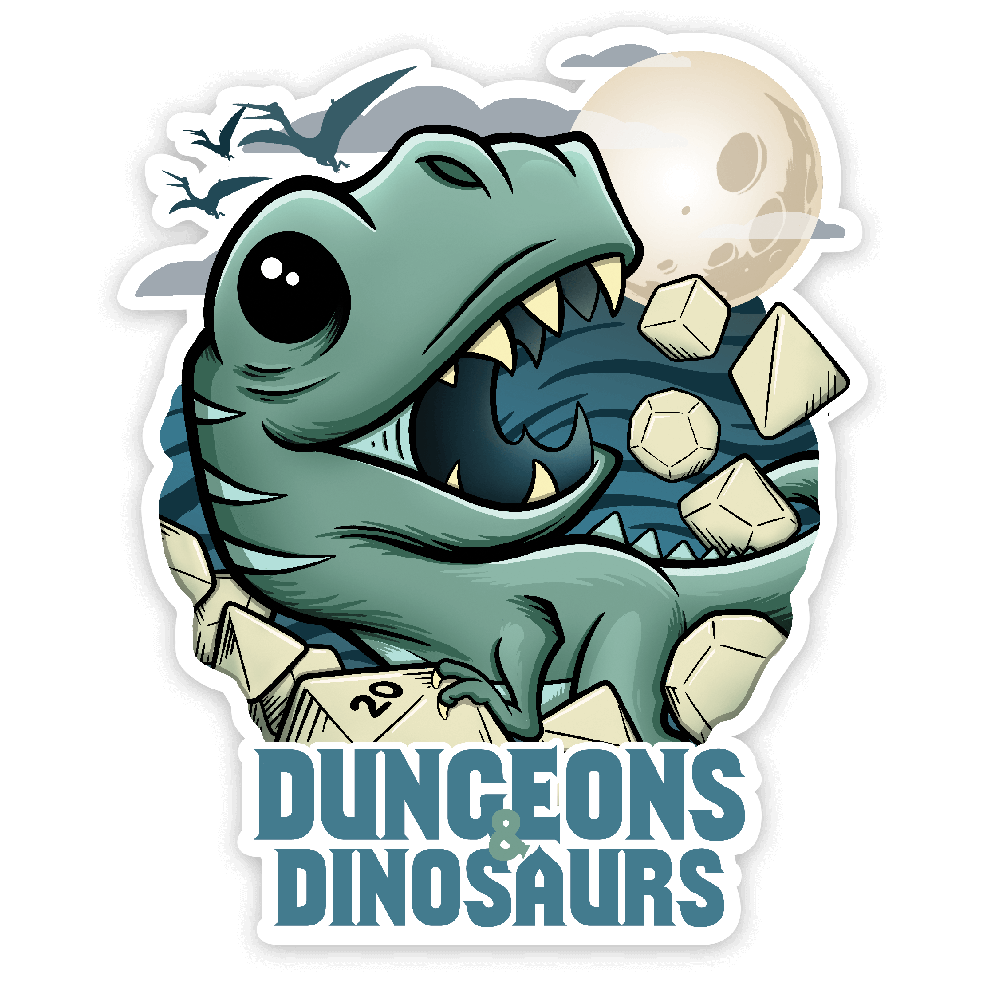 Dungeons & Dinosaurs Sticker - Cute TTRPG Decor!
