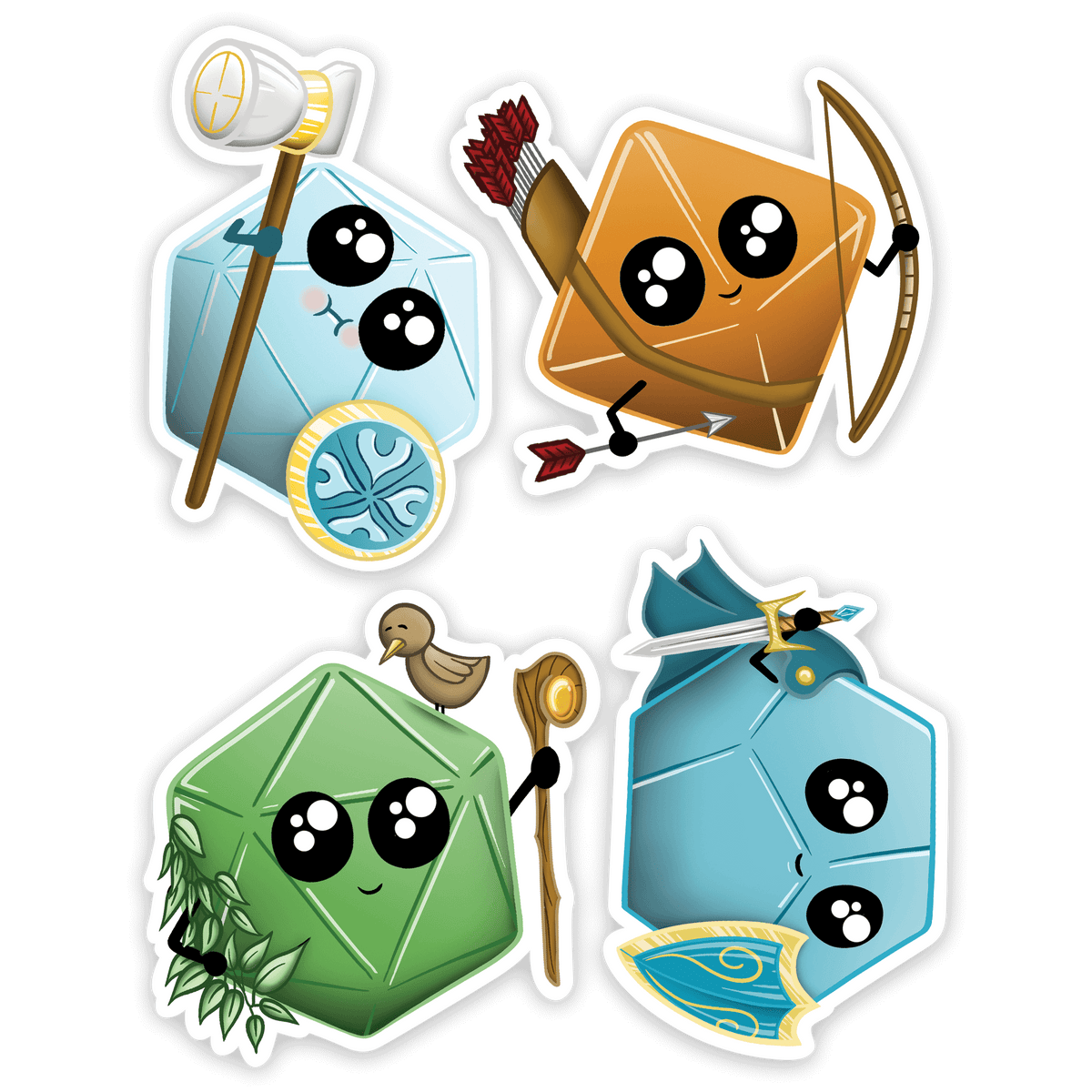 Kawaii Dice Stickers - Adorable TTRPG Companions 🎲