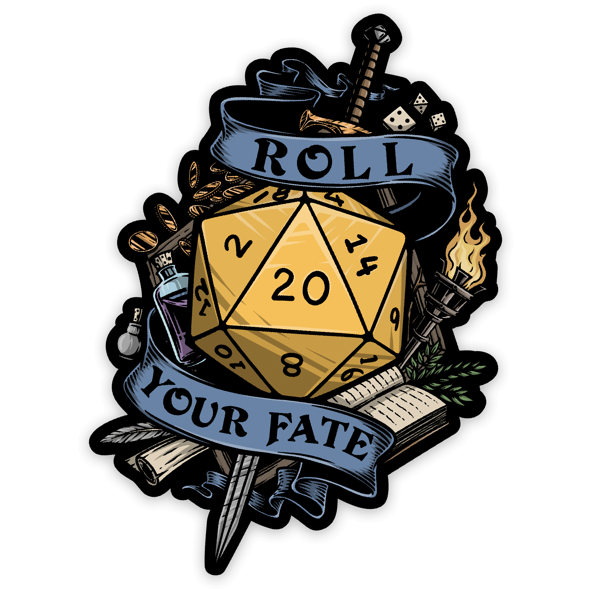Roll Your Fate Sticker for TTRPG Enthusiasts