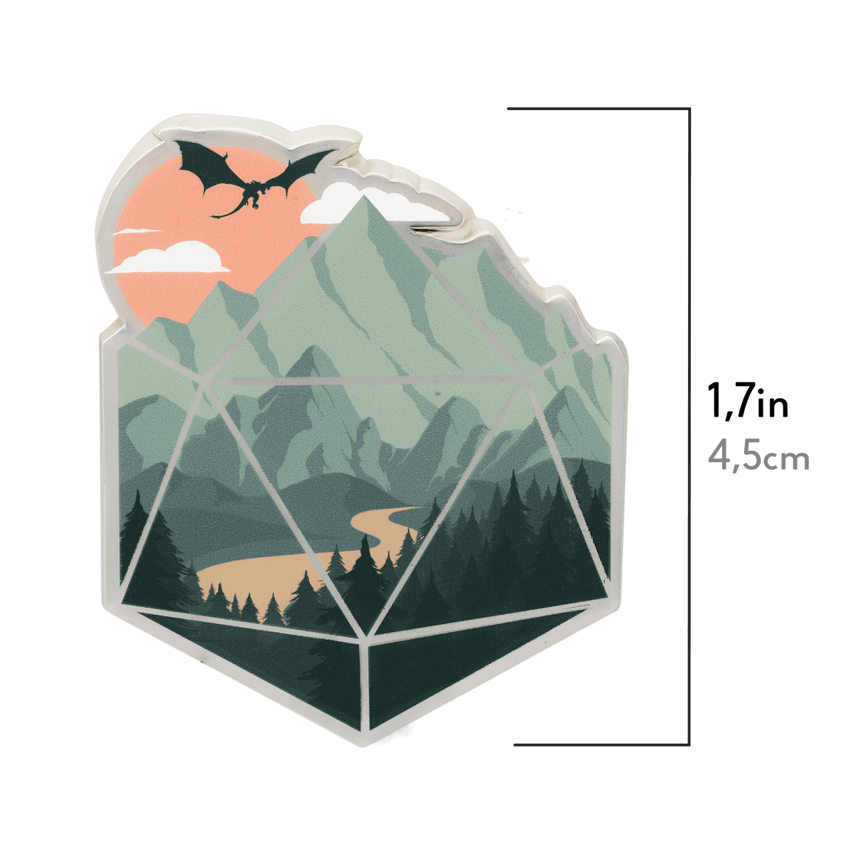 Artistic d20 Scene Pin - Elevate Your D&D Ensemble