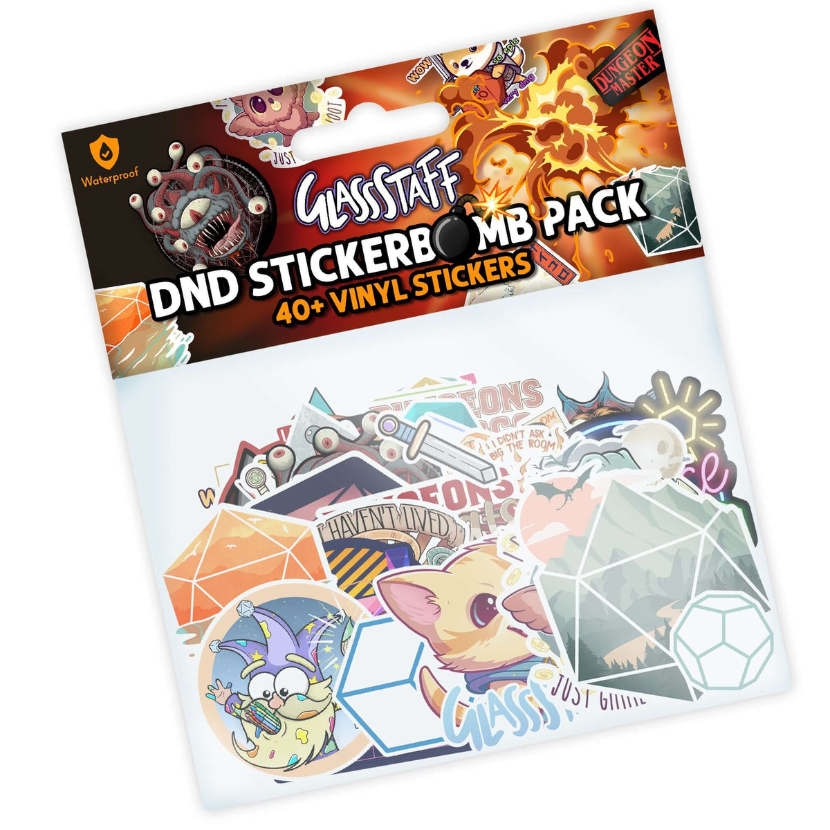 Glassstaff StickerBomb Pack - 40+ Vinyl D&D TTRPG stickers