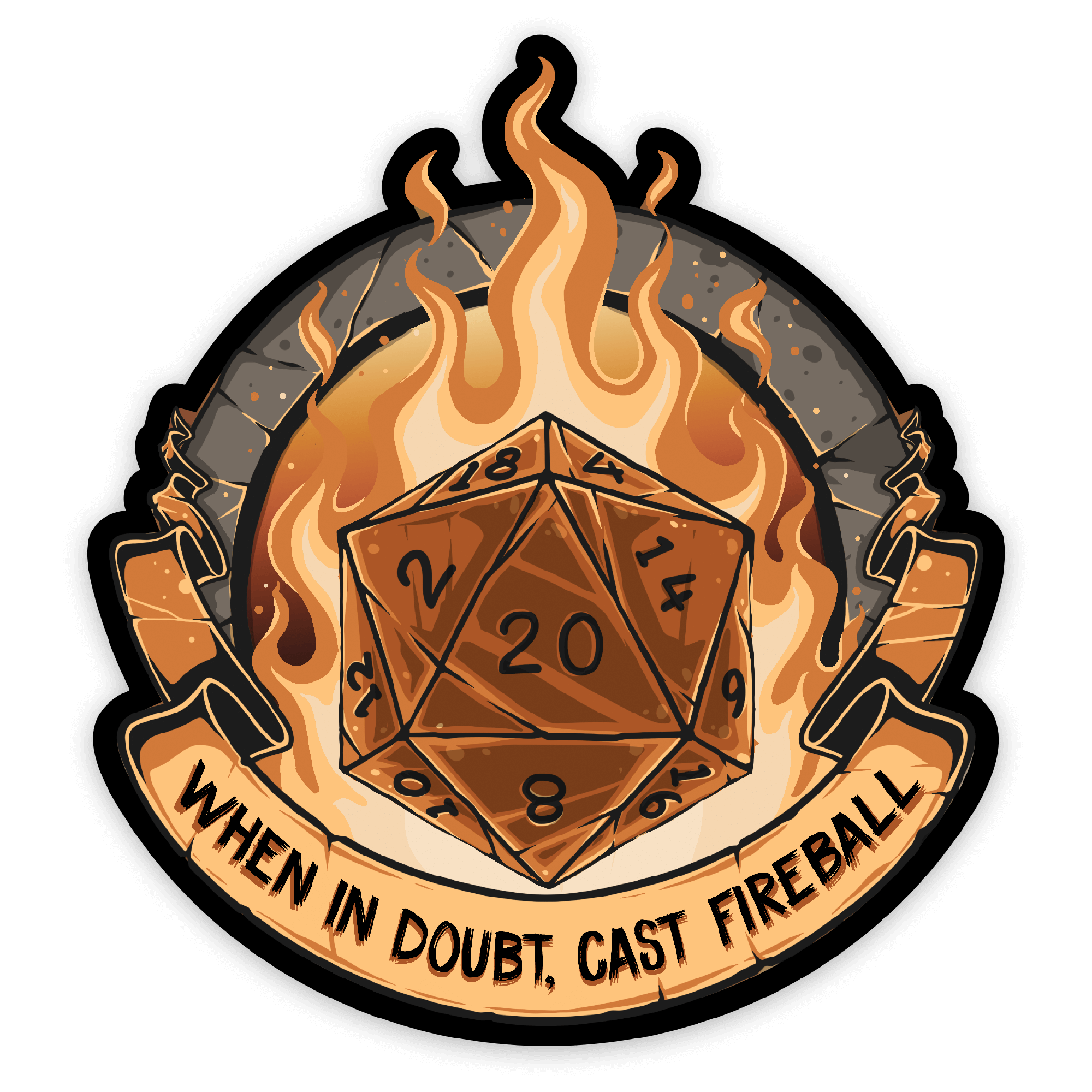 When in Doubt Fireball Sticker - D&D TTRPG Fun!