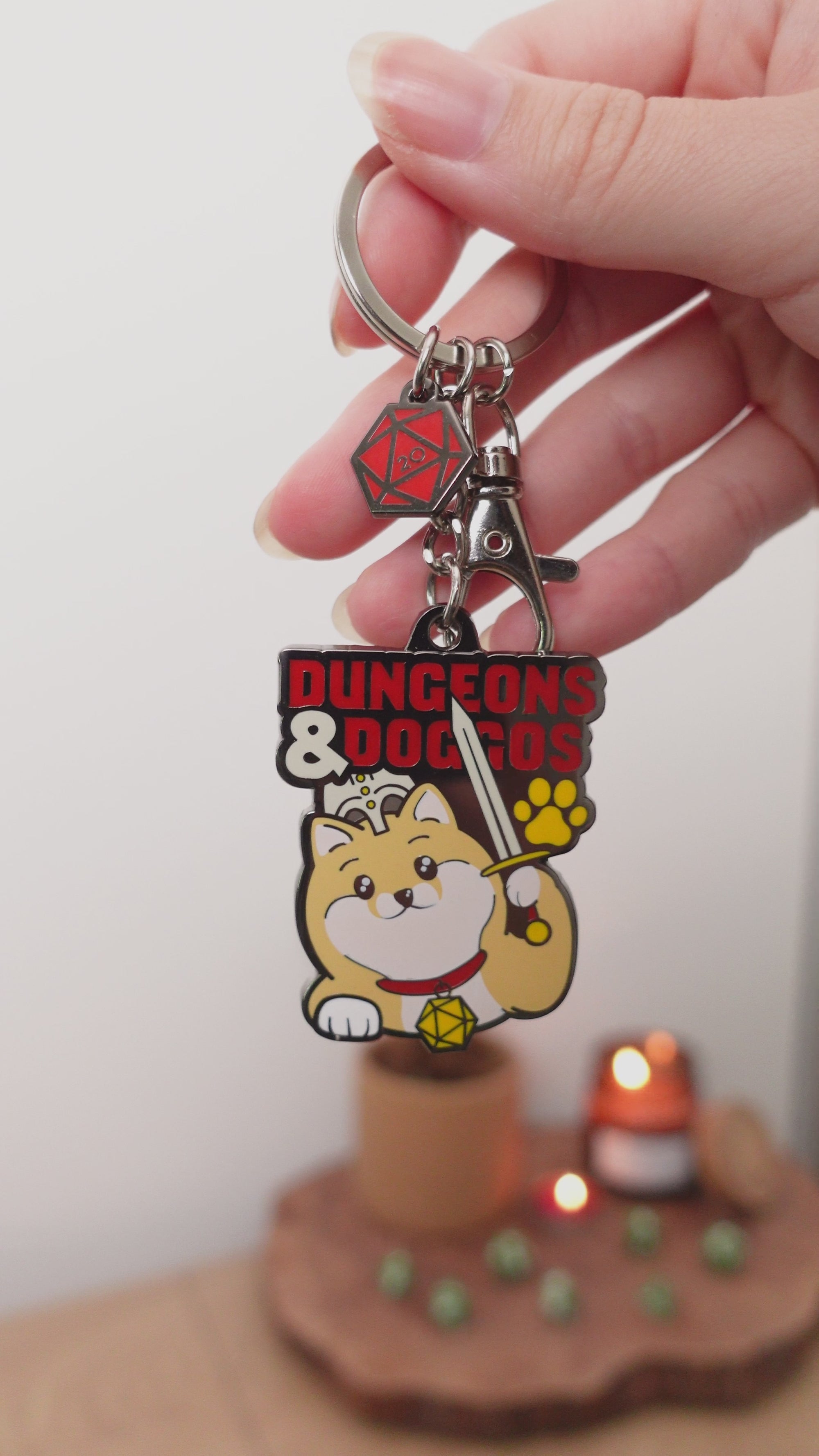 Dungeons & Doggos Keychain - For Dog & D&D Fans